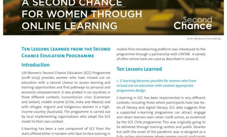 A second chance for women through online learning: Ten lessons learned ...